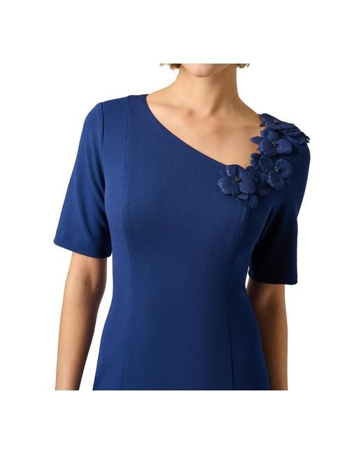 Adrianna Papell Petite Asymmetrical Neck Short-sleeve Dress in Blue | Lyst