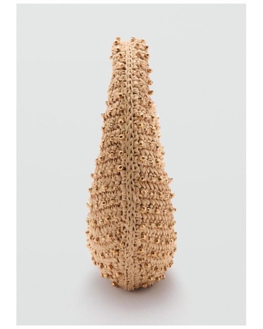 Mango Beaded Natural Fiber Bag in White | Lyst