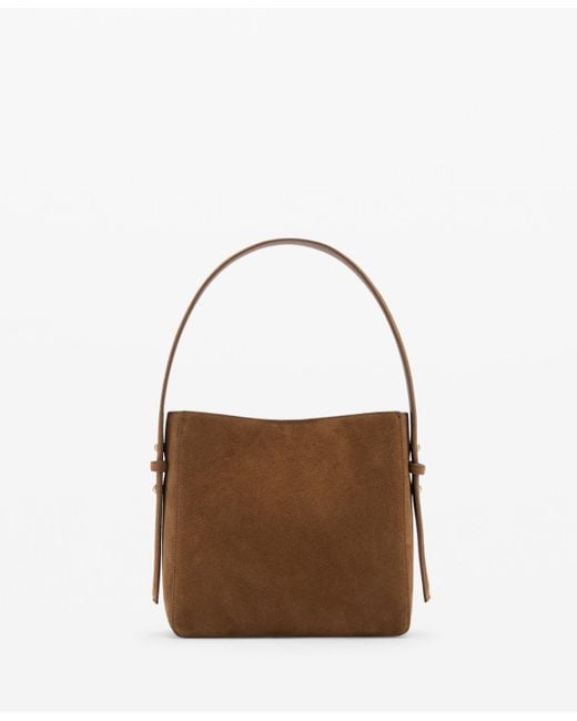 Mango Suede Mini Shopper Bag in Brown | Lyst