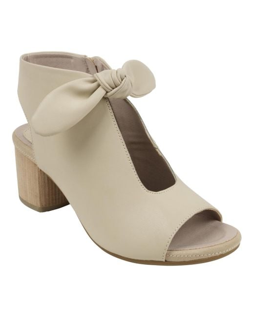 Gc Shoes Kimora Knot Detail Block Heel Dress Sandals in Natural | Lyst