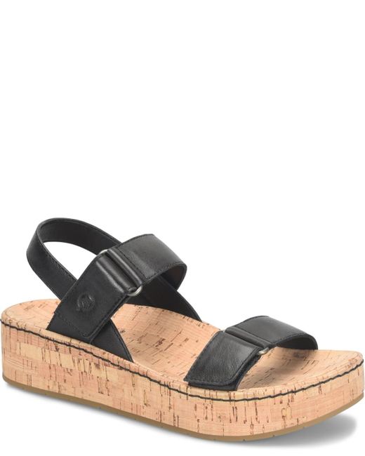 Born Sloan Round Toe Wedge Sandals in Black | Lyst