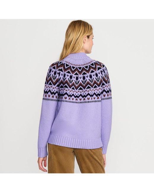 Lands' End Cozy Lofty Fair Isle Yoke Mock Neck Sweater in Blue | Lyst