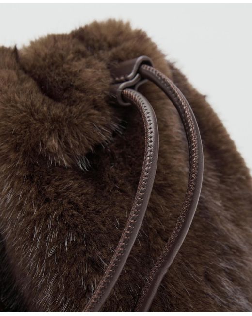 Mango Fur-effect Handbag in White | Lyst