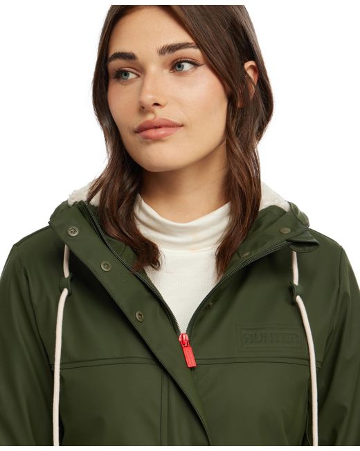 HUNTER Longline Padded Rubberized Coat in Green | Lyst