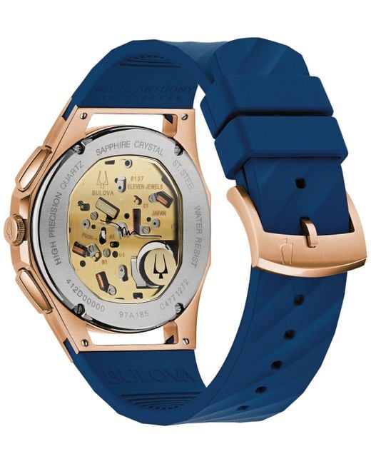 Bulova Chronograph Marc Anthony Curv Blue Epdm Rubber Strap Watch 44mm ...