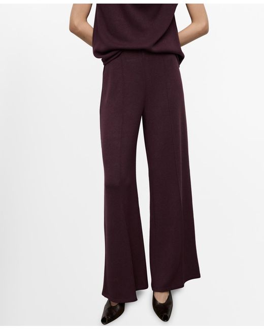 Mango Seam-detail Straight-fit Pants in Purple | Lyst