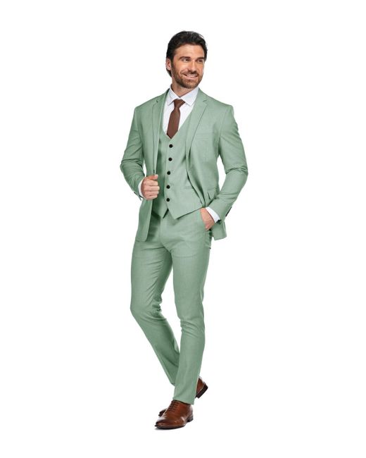 Gino Vitale Skinny Fit 3-piece Suit in Green for Men | Lyst