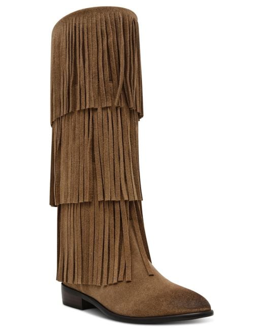 Steve Madden Spur Fringe Tall Boots in Brown | Lyst