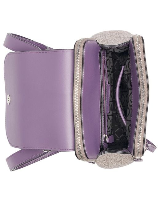 Calvin Klein Garnet Signature Triple Compartment Backpack in Purple | Lyst