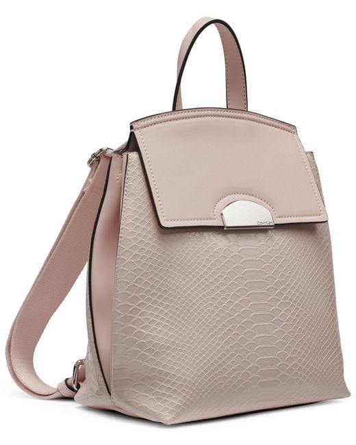 Calvin Klein Small Arabella Snake Backpack in Brown | Lyst