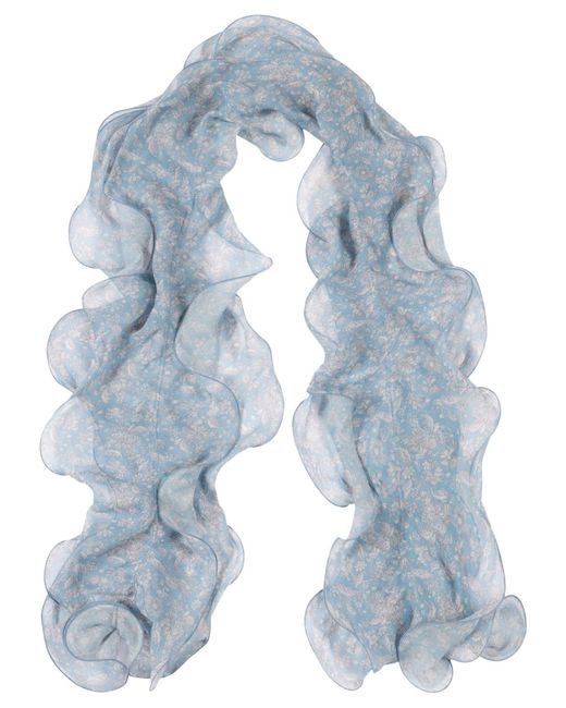 Ralph Lauren Floral Double Ruffle Scarf in Blue | Lyst