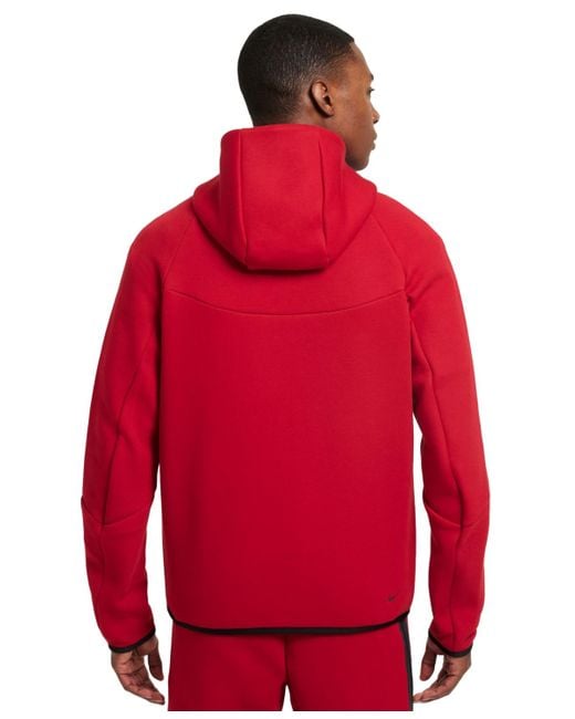 Nike Tech Fleece Full-zip Windrunner Logo Hoodie in Red for Men | Lyst