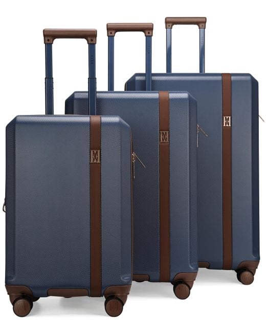 Elle Luxe Journey 3-piece Expandable Retro Spinner luggage Set in Blue ...
