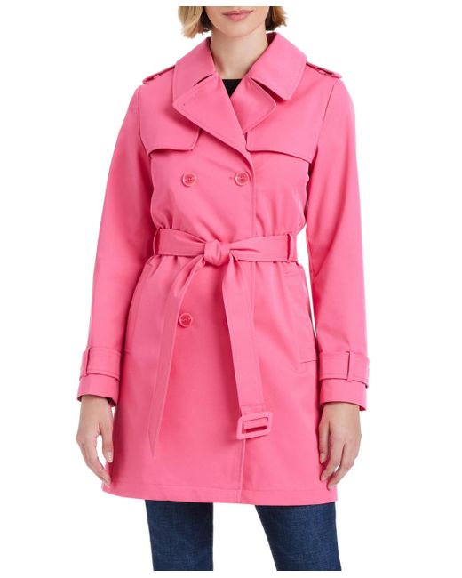 Kate Spade S Short Double-breasted Trench Coat in Pink | Lyst