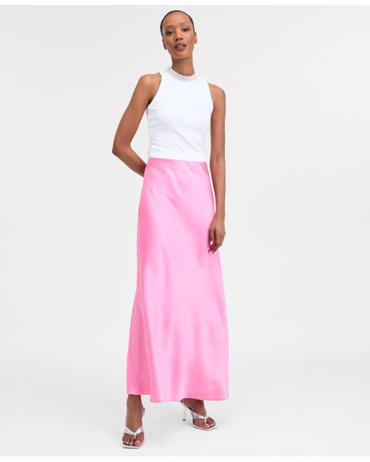 INC International Concepts Satin Maxi Skirt in Pink | Lyst