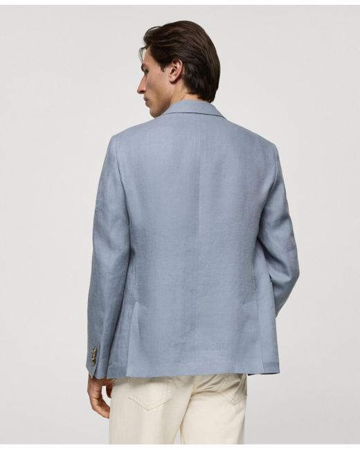 Mango Herringbone Linen Suit Jacket in Blue for Men | Lyst