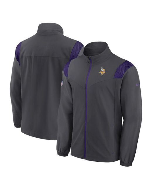 Nike Anthracite Minnesota Vikings Sideline Woven Logo Full-zip Jacket ...