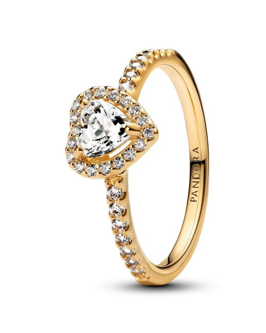 PANDORA Plated Elevated Heart Ring in Metallic | Lyst