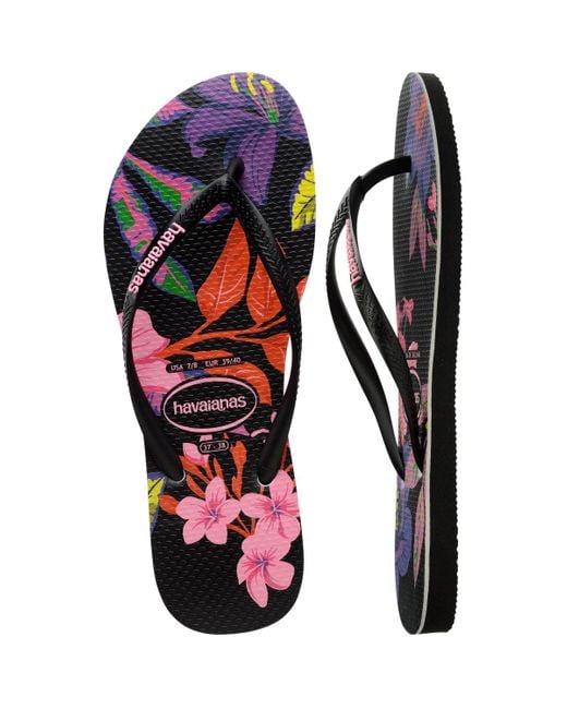 Havaianas Slim Floral Colors Slip On Sandals in Blue | Lyst