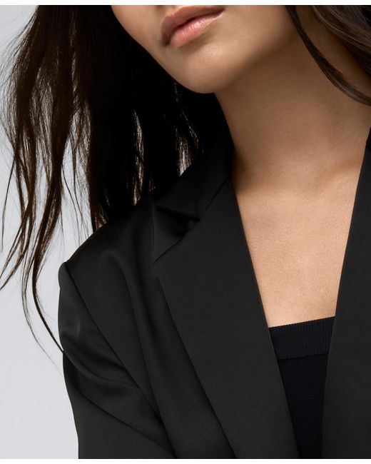 Kenneth Cole One Button Notch Collar Satin Jacket in Black | Lyst
