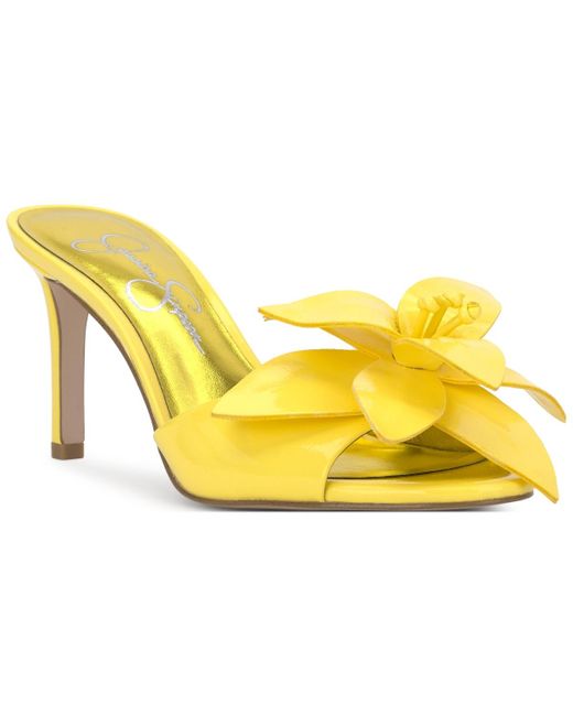 Jessica Simpson Percia Flower High-heel Dress Mules in Yellow | Lyst