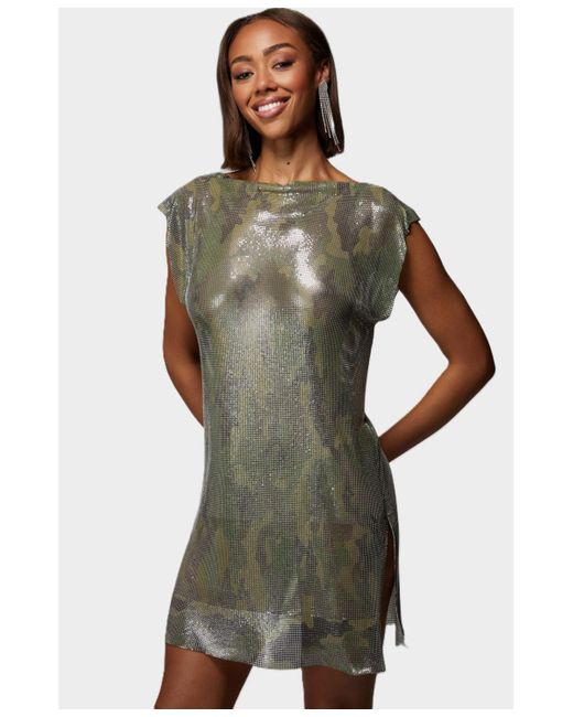 Bebe X Ciara Chainmail Mini Dress in Green | Lyst