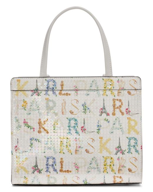 KARL LAGERFELD Maybelle Mini Satchel Bag in Natural | Lyst