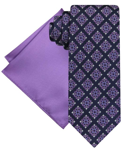 Steve Harvey Square Tie & Solid Pocket Square Set in Purple for Men | Lyst