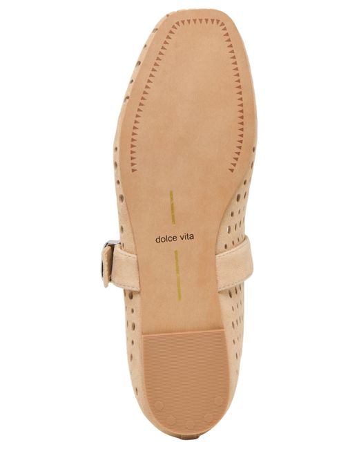 Dolce Vita Mikel Perforated Buckle Mary Jane Flats in Natural | Lyst