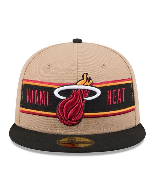 KTZ Tan/black Miami Heat 2024 Nba Draft 59fifty Fitted Hat for Men | Lyst