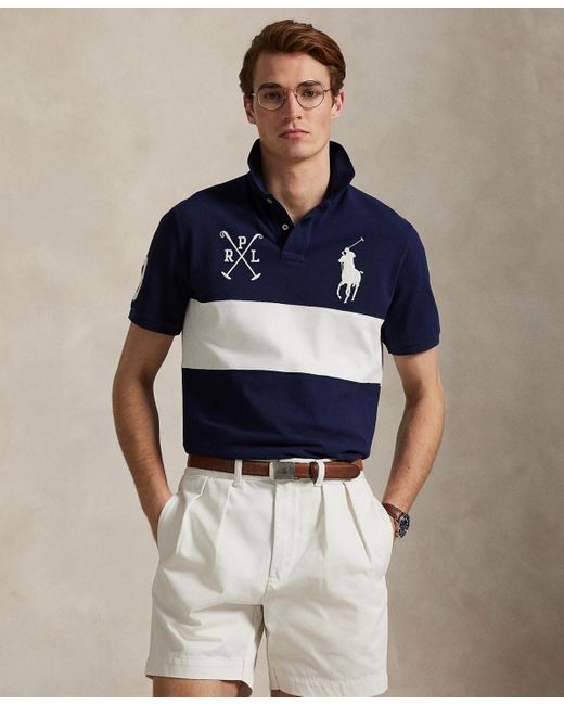 Polo Ralph Lauren Custom Slim Fit Big Pony Mesh Polo Shirt in Blue for Men | Lyst