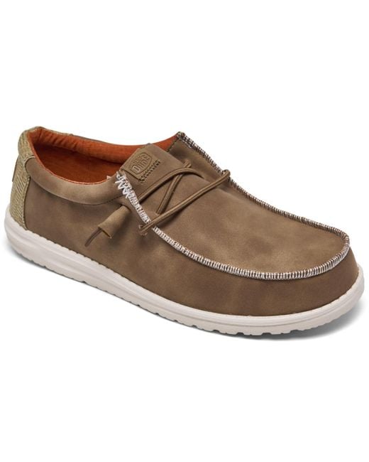 Hey Dude Wally Fabricated Leather Casual Moccasin Sneakers From Finish ...