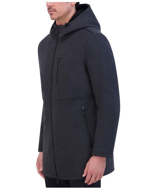 Kenneth Cole Wool Melton Polyurethane Piping Detail Coat in Blue for ...