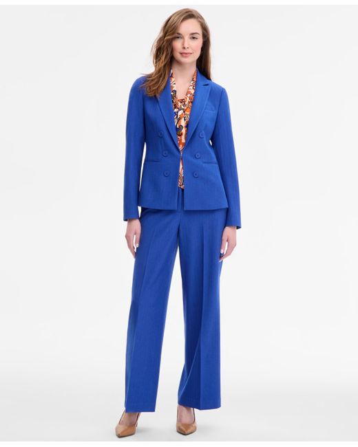 Tahari Peak Lapel Clasp Blazer in Blue | Lyst