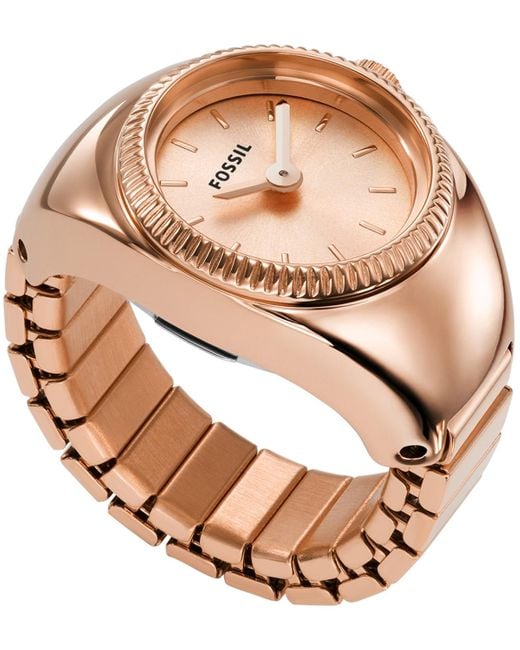 Fossil Ring Watch Two-hand Stainless Steel Bracelet Watch in Pink | Lyst