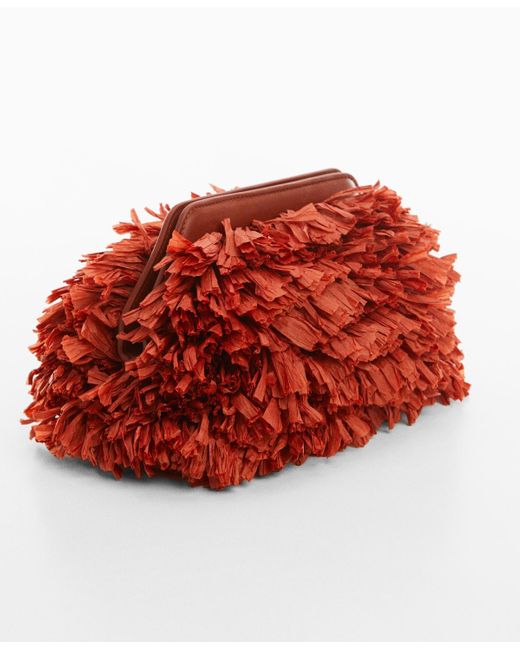 Mango Fringed Clutch Bag in Red | Lyst