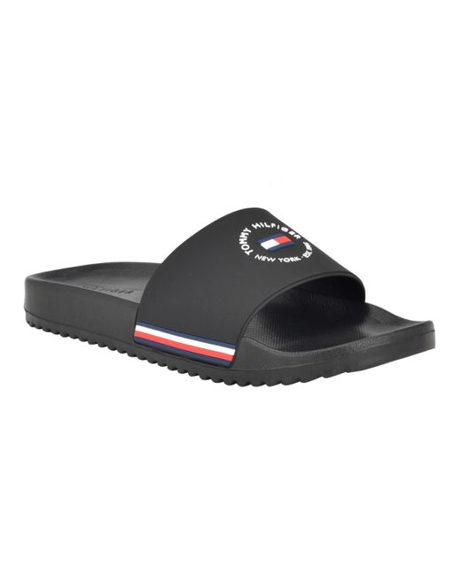 Tommy Hilfiger Ratri Branded Classic Pool Slides in Black for Men | Lyst