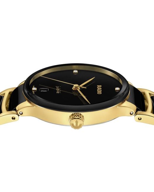 Rado Swiss Centrix Diamond Accent Ceramic & Gold Pvd Stainless Steel ...