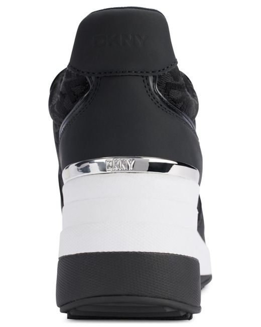 DKNY Kamay Lace-up Wedge Sneakers in Black | Lyst