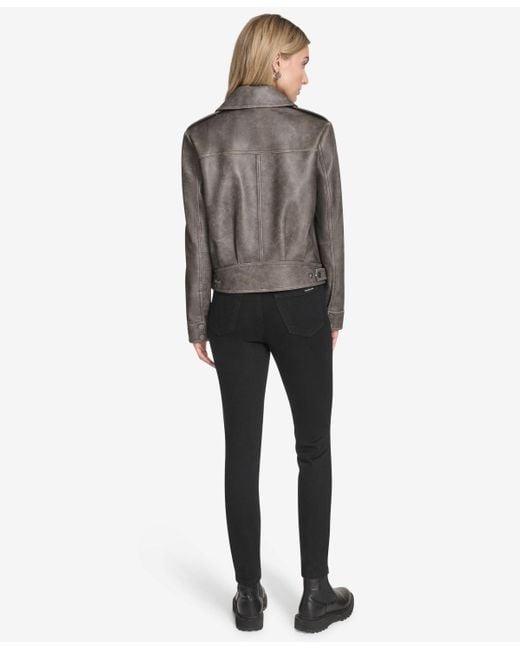 Andrew Marc Addis Aviator Leather Jacket in Gray | Lyst