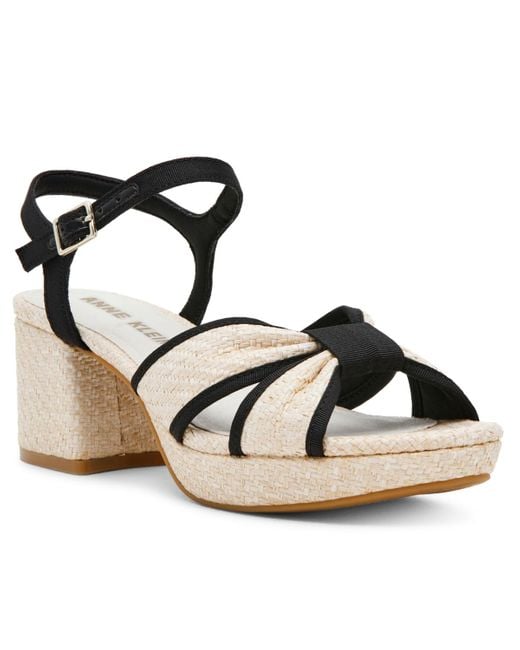 Anne Klein Pileni Platform Block Heel Dress Sandals in Black | Lyst
