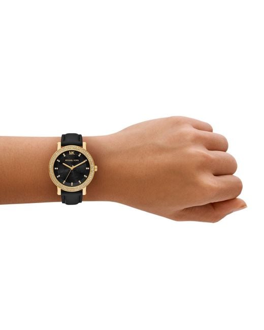 Michael Kors Corey Three-hand Leather Watch in Metallic | Lyst
