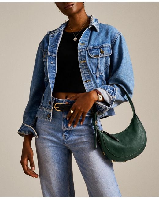 Fossil Harwell Leather Crescent Shoulder Bag in Green | Lyst