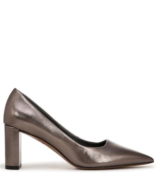 Franco Sarto Giovanna Pointed Toe Block Heel Pumps in Brown | Lyst