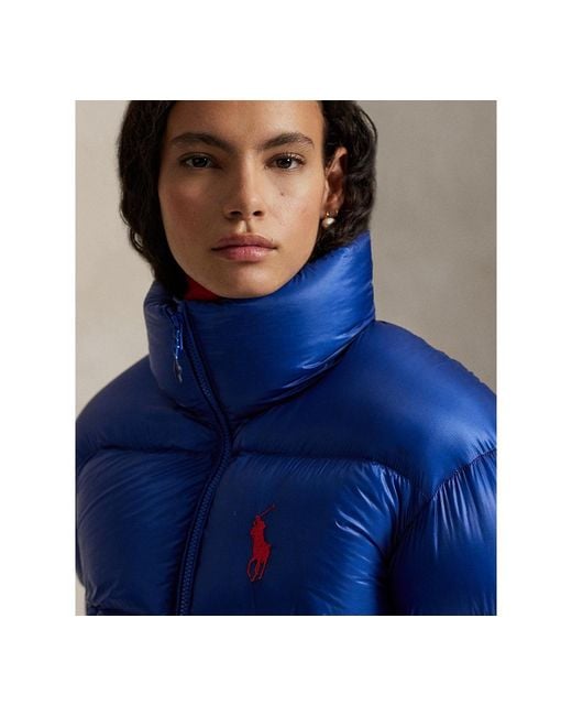 Polo Ralph Lauren Flag Mid-weight Down Puffer Jacket in Blue | Lyst