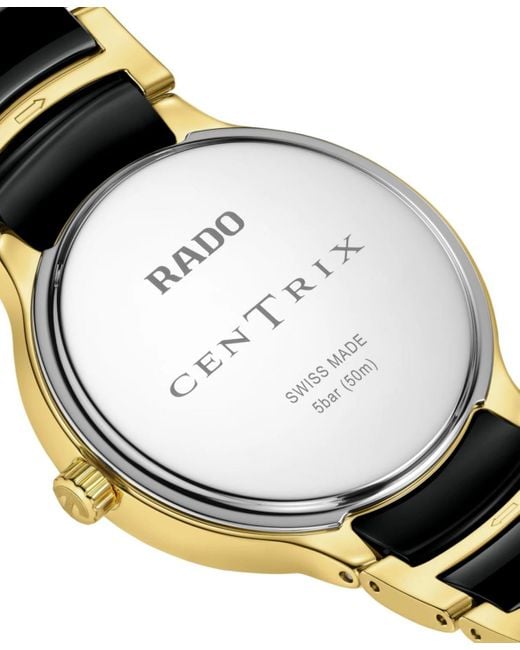 Rado Swiss Centrix Diamond Accent Ceramic & Gold Pvd Stainless Steel ...