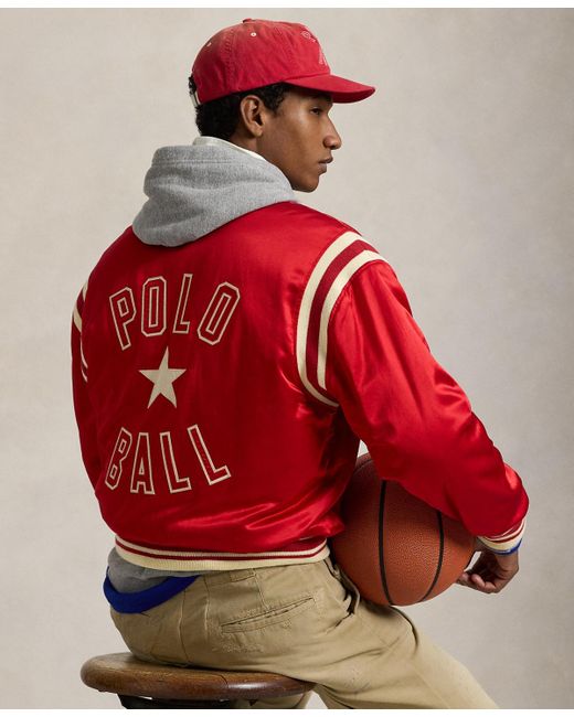 Polo Ralph Lauren Polo Ball Satin Rally Jacket in Red for Men | Lyst