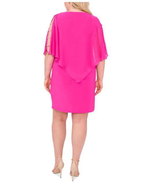 Msk Plus Size Cape-overlay Embellished-ladder Dress in Pink | Lyst