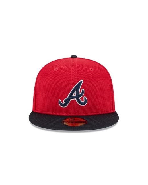 KTZ Atlanta Braves 2025 Spring Training 59fifty Fitted Hat in Red for ...