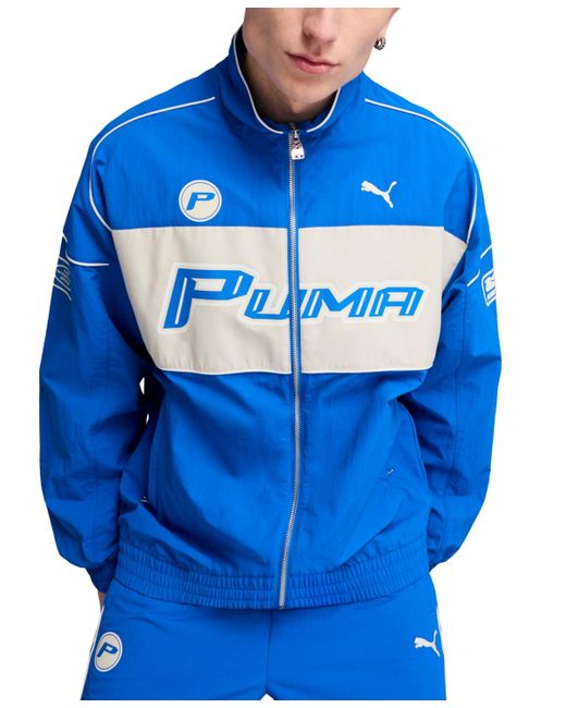 PUMA Relaxed-fit Logo Graphic Track Jacket in Blue for Men | Lyst